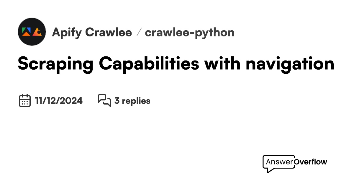 Scraping Capabilities with navigation - Apify & Crawlee